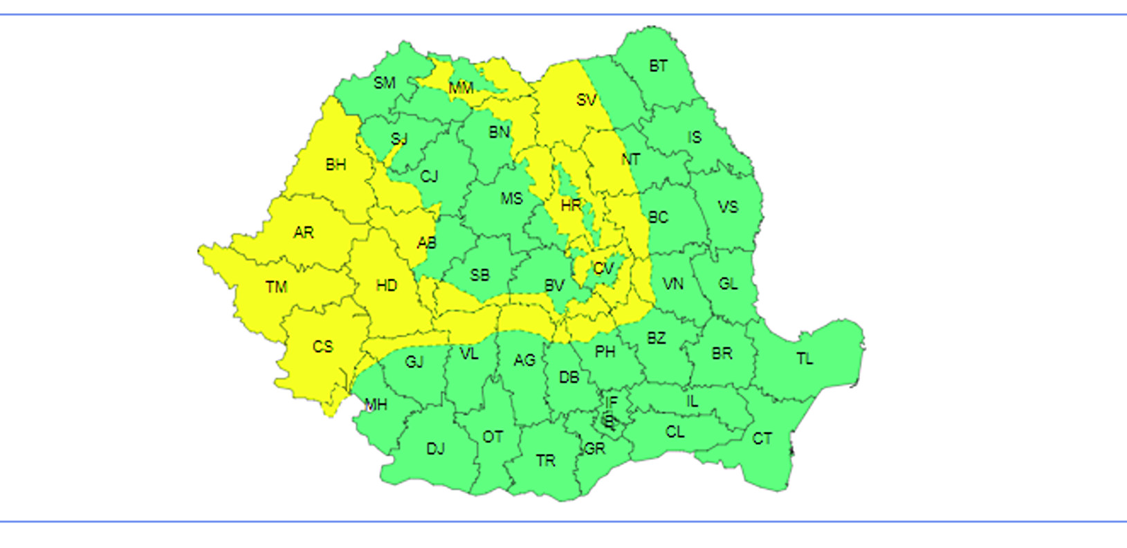 Cod galben de vânt în mai multe regiuni. Vremea se răceşte brusc