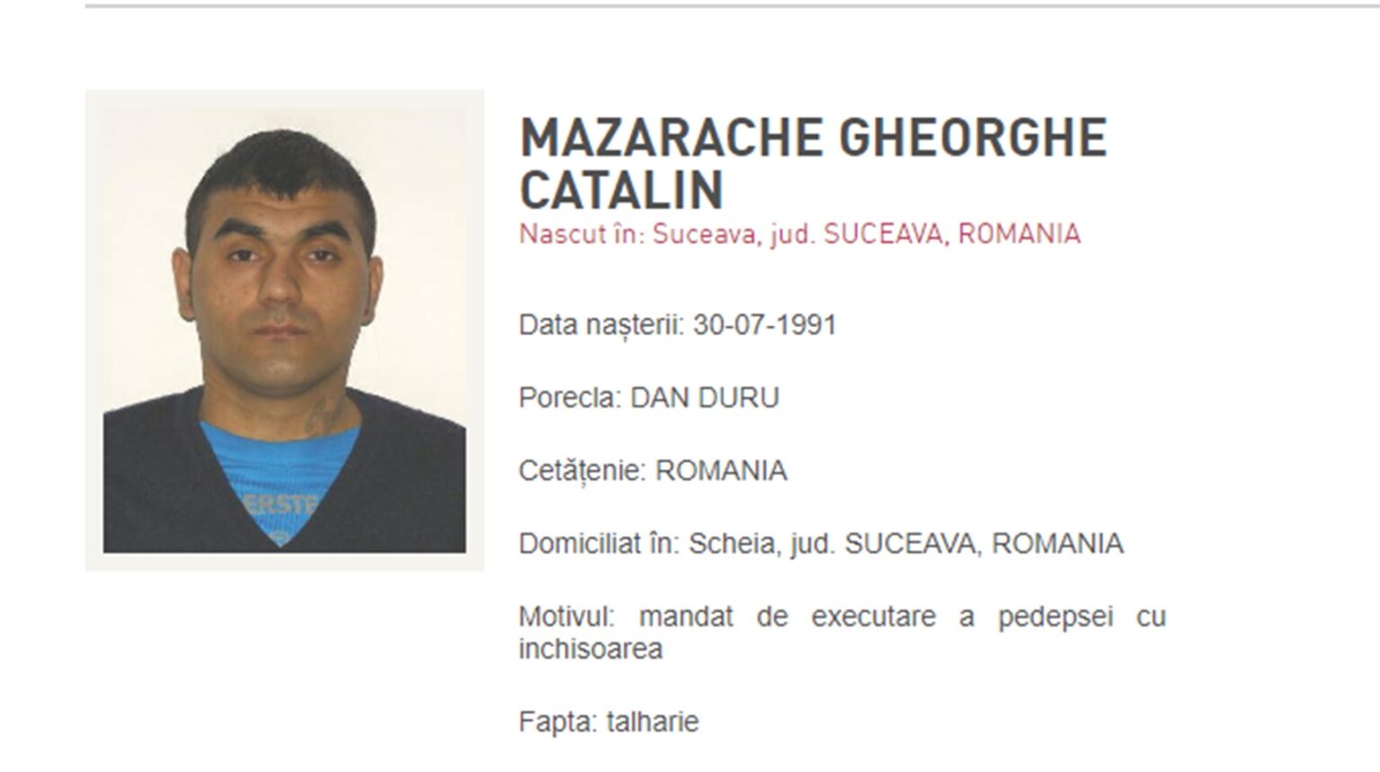 „Dan Duru”, extrădat după un an de căutări. Va executa 7 ani de închisoare