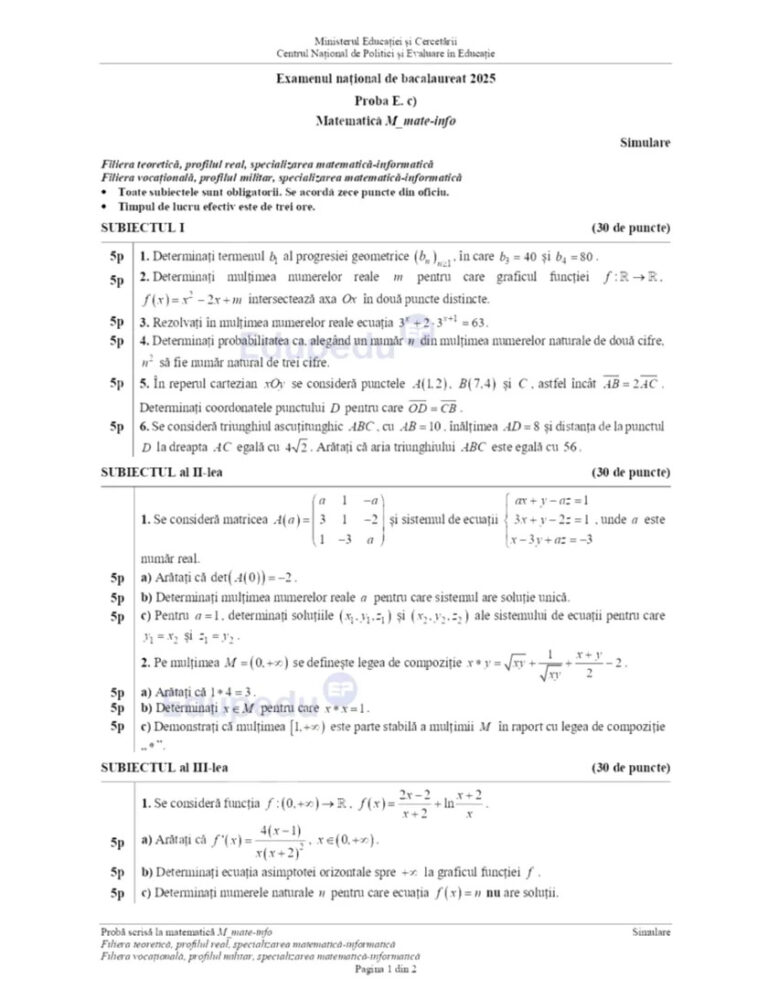Simulare BAC 2025. Elevii din clasele a XII-a și a XIII-a au susținut proba obligatorie la ...