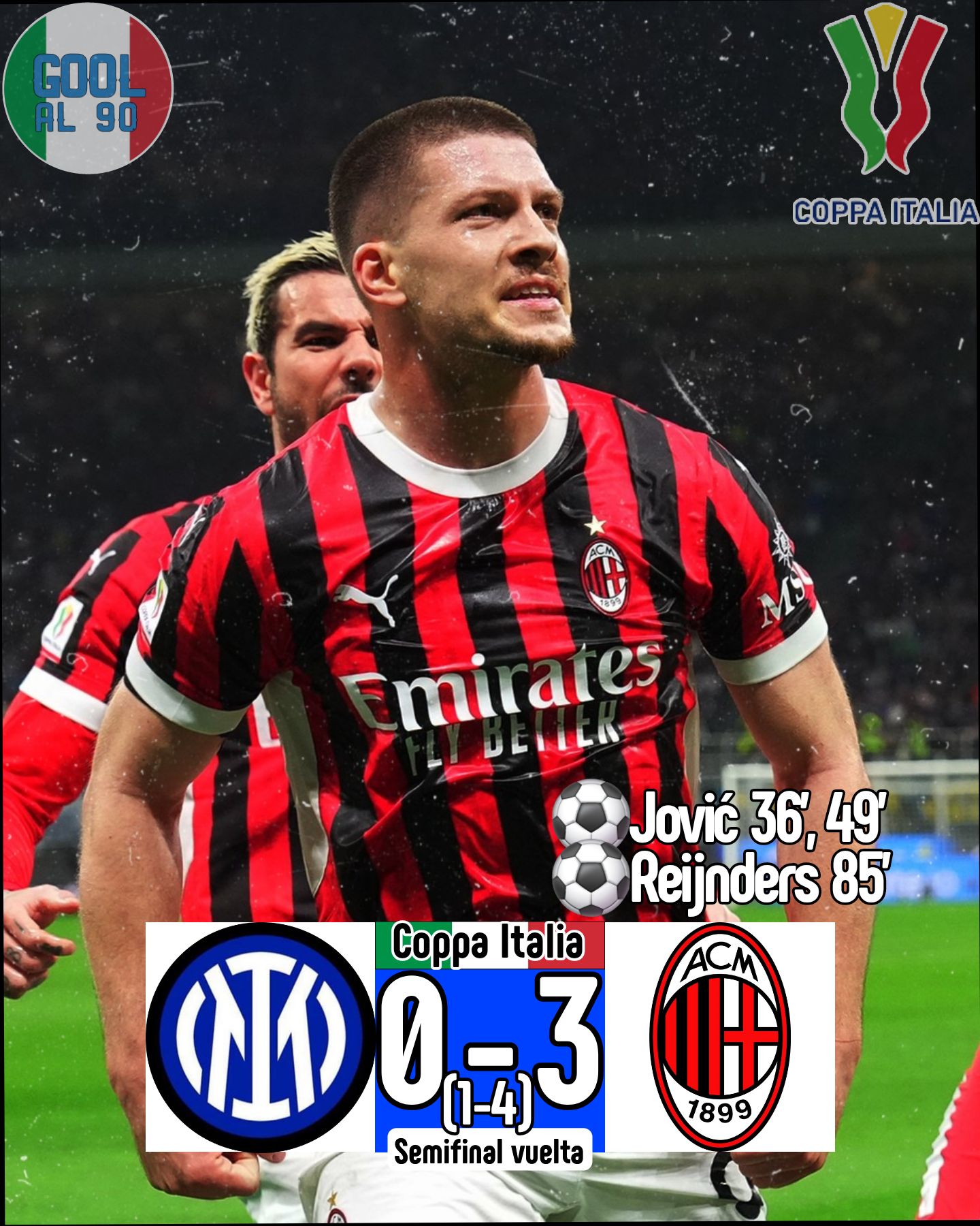 AC Milan se impune categoric cu Inter și ajunge în finala Cupei Italiei