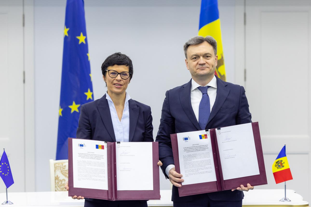 Premierul moldovean, Dorin Recean, și Marta Kos, pariu îndrăzneț