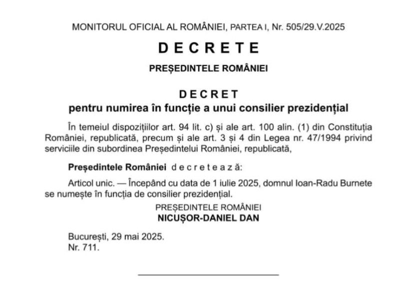 Radu Burnete, consilier prezidenţial: Care e marele obiectiv asumat