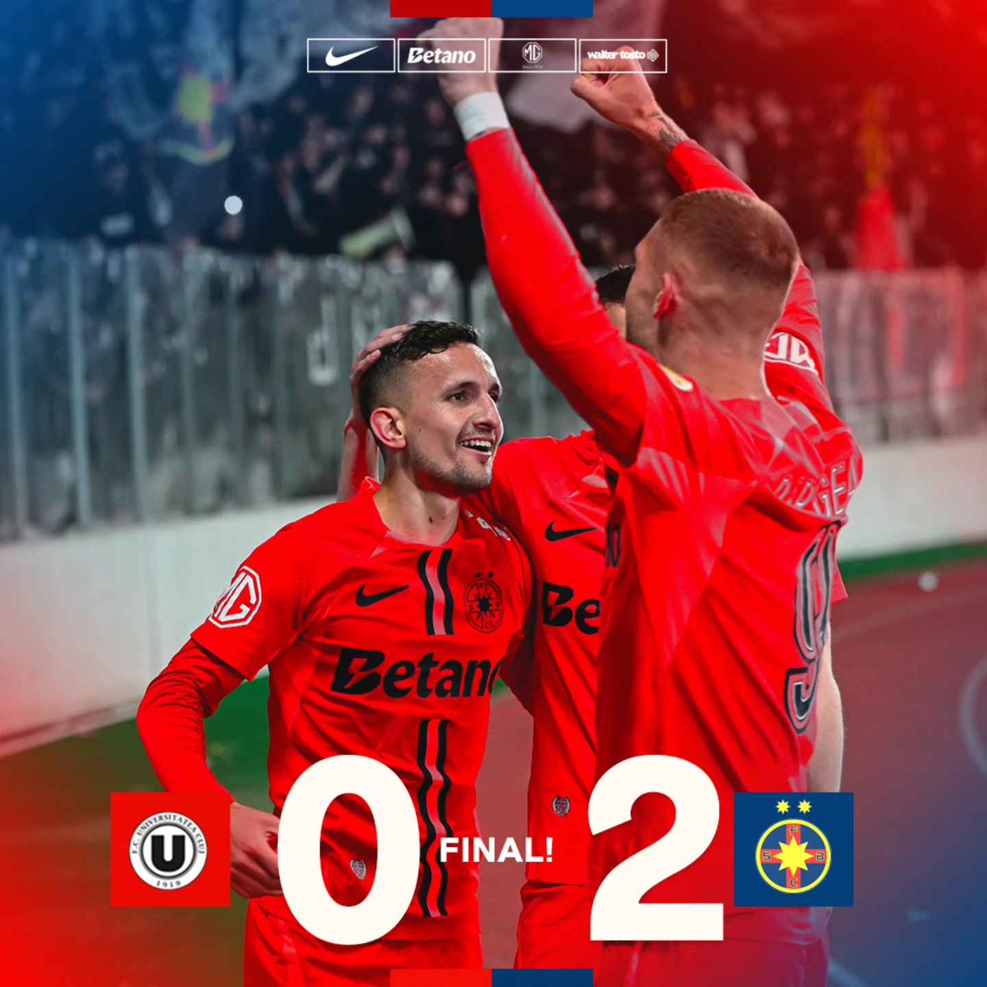 Universitatea Cluj - FCSB, 0-2. „Roș-albaștrii” au sărbătorit titlul