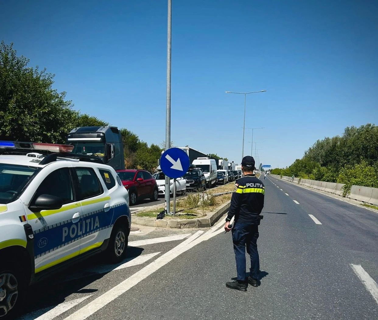 Aglomerație pe DN 5, la ieșirea din țară prin punctul Giurgiu-Ruse