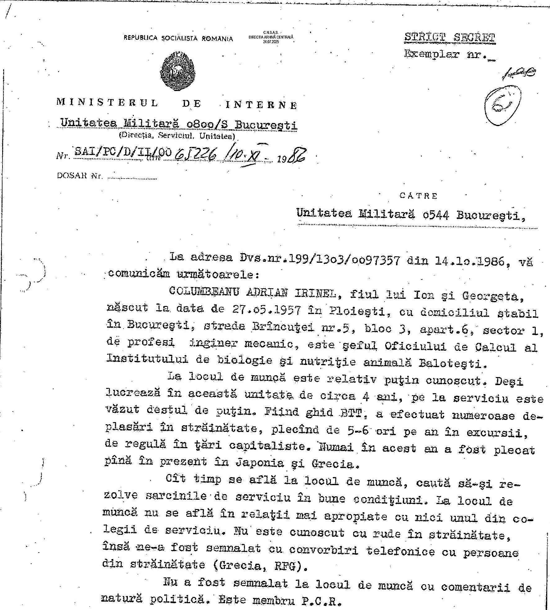 Irinel Columbeanu, recrutat de Securitate în 1980, s-a deconspirat în ...